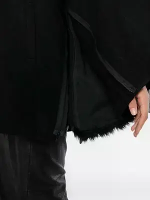 Yohji Yamamoto Faux-fur Trimmed Double-breasted Cape