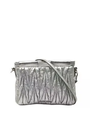 Miu Miu 2010-2026 Matelasse Metallic Nappa Frame Clutch With Strap Crossbody Bag - Silver