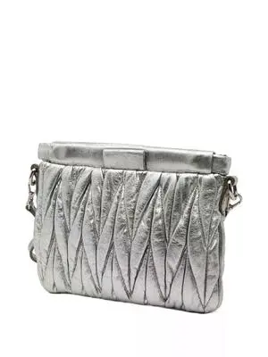 Miu Miu Matelasse Metallic Nappa Frame Clutch With Strap