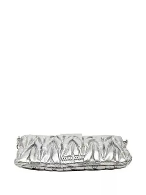 Miu Miu Matelasse Metallic Nappa Frame Clutch With Strap
