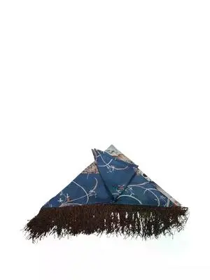PIERRE-LOUIS MASCIA Fringe-trim Floral-print Scarf - Blue