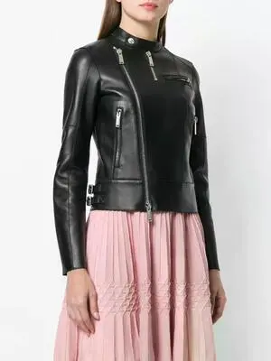 Dsquared2 Band Collar Leather Jacket