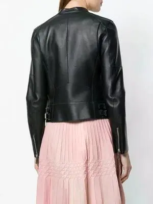 Dsquared2 Band Collar Leather Jacket