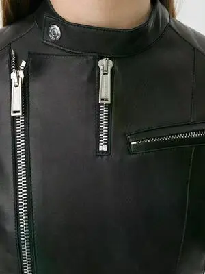 Dsquared2 Band Collar Leather Jacket