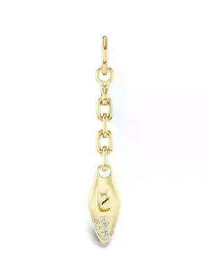 UNIFORM OBJECT 18k Yellow Diamond Engraved Letter Cable Chain Charm