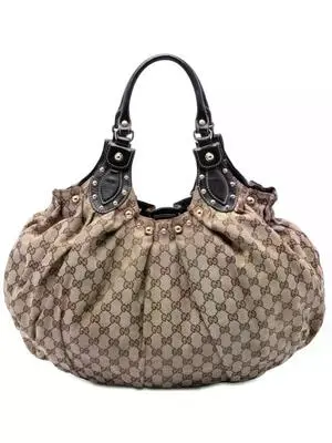 Gucci Gg Canvas Studded Pelham Hobo Bag