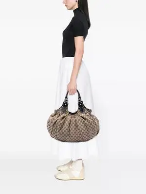 Gucci Gg Canvas Studded Pelham Hobo Bag