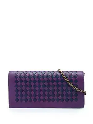 Bottega Veneta 2012-2026 Bicolor Nappa Intrecciato Continental Wallet On Chain Crossbody Bag - Purple