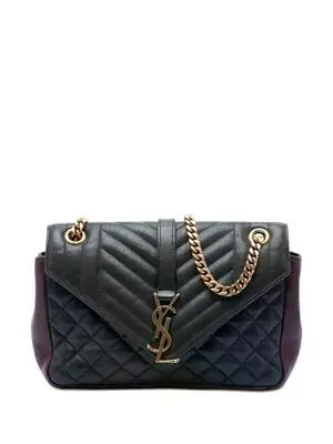 Saint Laurent 2016 Medium Triquilt Tricolor Sheepskin Monogram College Bag Shoulder Bag - Green