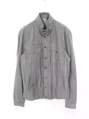Dolce & Gabbana 2010s Stand-collar Striped Shirt Jacket - Grey