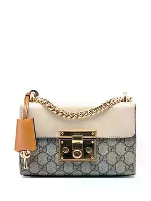 Gucci 2016-2026 Small Gg Supreme Padlock Crossbody Bag - Neutrals