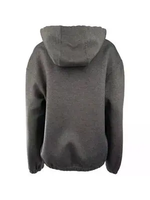 Miu Miu Logo-patch Drawstring Hoodie - Grey