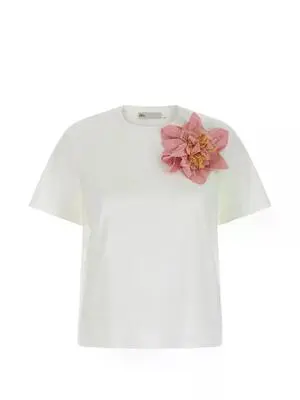 Tory Burch Flower-appliqué T-shirt - White