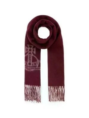 VIVIENNE WESTWOOD Orb-motif Fringed Scarf - Red