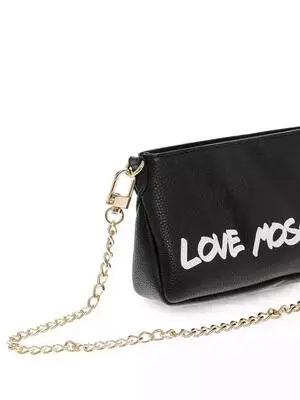 Moschino Graffiti Print Textured Leather Crossbody Bag