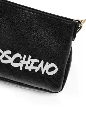 Moschino Graffiti Print Textured Leather Crossbody Bag