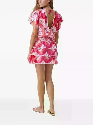 Melissa Odabash Ornate Print V-neck Mini Dress