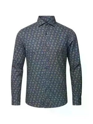 BASTONCINO Floral-print Long-sleeve Shirt - Blue