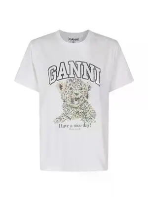 GANNI Leopard-print T-shirt - White