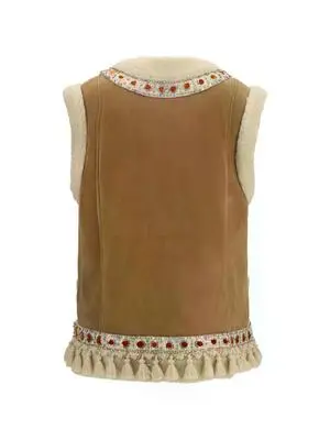 Valentino Garavani Embellished Tassel-trim Gilet - Brown