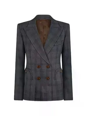 BLAZÉ MILANO Charmer Double-breasted Checked Blazer - Grey