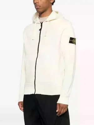 Stone Island Logo-patch Zip-up Hoodie - White