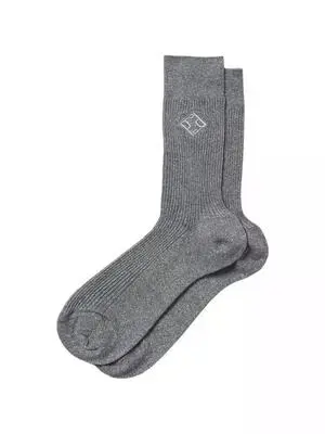 Peserico Ribbed-knit Lurex-detail Socks - Grey