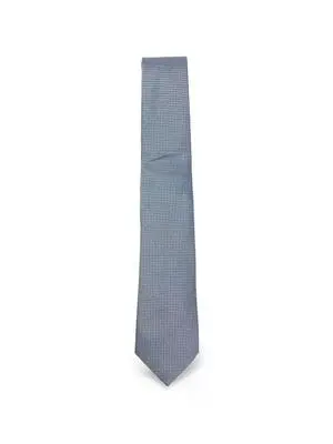 Canali Micro-pattern Silk Tie - Blue