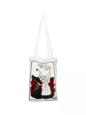 Undercover Sequin Embellished Embroidered Tote Bag - White