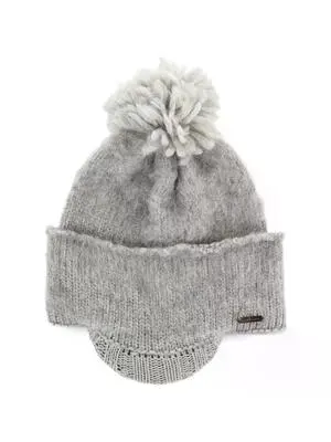 Dsquared2 Chunky Knit Pom-pom Beanie Hat With Visor - Grey