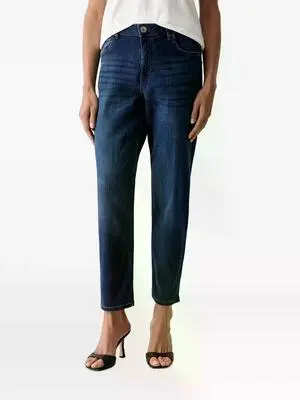 FRACOMINA Carrot Logo-plaque Whiskered Jeans - Blue