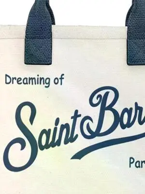 MC2 SAINT BARTH Logo Print Canvas Tote Bag - Neutrals