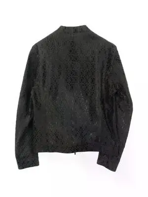 Emporio Armani Patterned Zip-up Jacket - Black