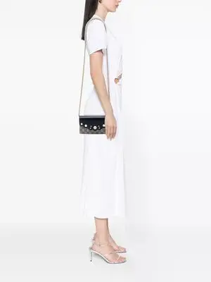 Gucci 2000-2015 Gg Supreme Peony Pearly Wallet On Chain Crossbody Bag