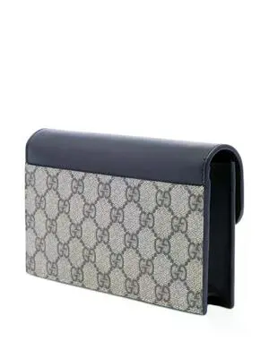 Gucci 2000-2015 Gg Supreme Peony Pearly Wallet On Chain Crossbody Bag