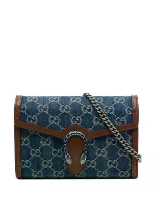 Gucci 2016-2026 Gg Denim Dionysus Wallet On Chain Crossbody Bag - Blue