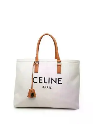 Celine 2019 Small Canvas Logo Print Horizontal Cabas Tote Bag