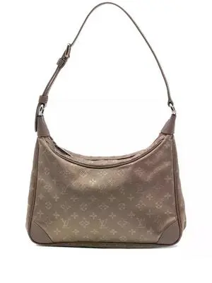LOUIS VUITTON 2001 Monogram Mini Satin Boulogne Shoulder Bag - Brown