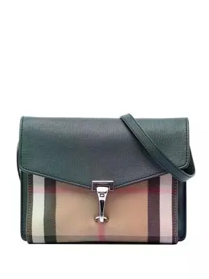 Burberry Leather And House Check Canvas Derby Macken Crossbody Bag - Green