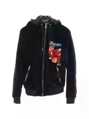 Dolce & Gabbana Embroidered Hooded Jacket - Black