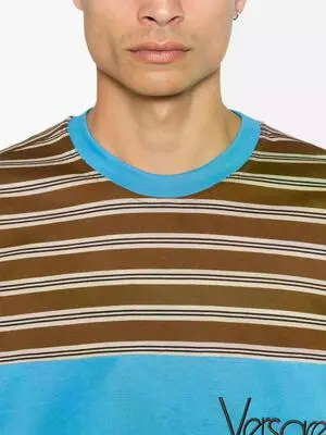 Versace Logo-embroidered Striped T-shirt