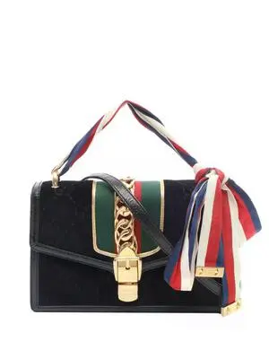 Gucci 2016-2026 Small Gg Velvet Sylvie Crossbody Bag - Black