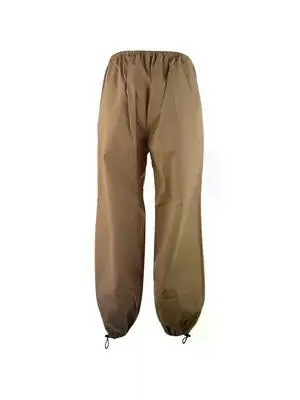 Miu Miu Logo-embroidered Drawstring Trousers - Brown