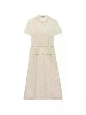 Prada Embroidered Lace Dress - Neutrals