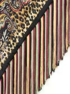 Etro Paisley Leopard-print Fringe Scarf