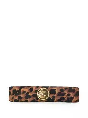 Etro Pegasus Leopard-print Hair Clip - Brown