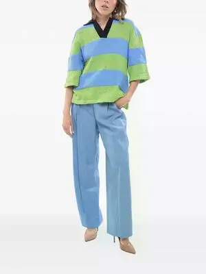 Sunnei Striped Polo-collar Top
