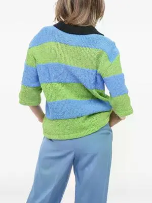 Sunnei Striped Polo-collar Top
