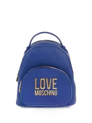 Moschino Logo-plaque Grained-effect Backpack - Blue