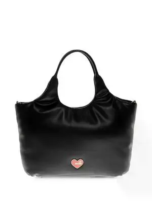 Moschino Padded Heart Plaque Shoulder Bag - Black